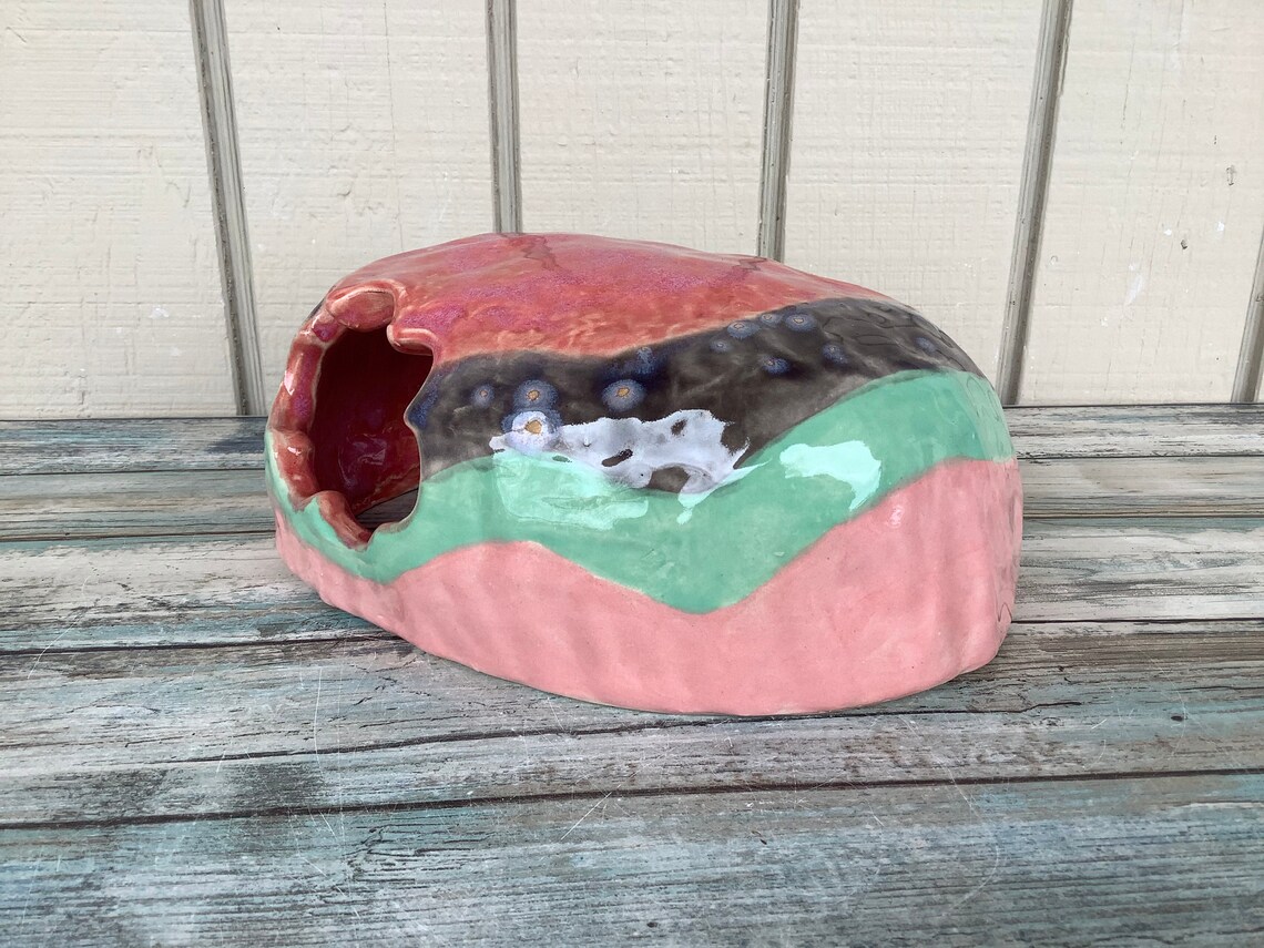Ceramic Critter Hideout Axolotl Hide Aquarium Cave Pink - Etsy