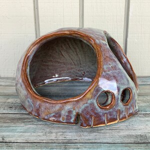 Reptile Skull Hide Ceramic Snake Tank Decor - Large Aquarium Hide ...