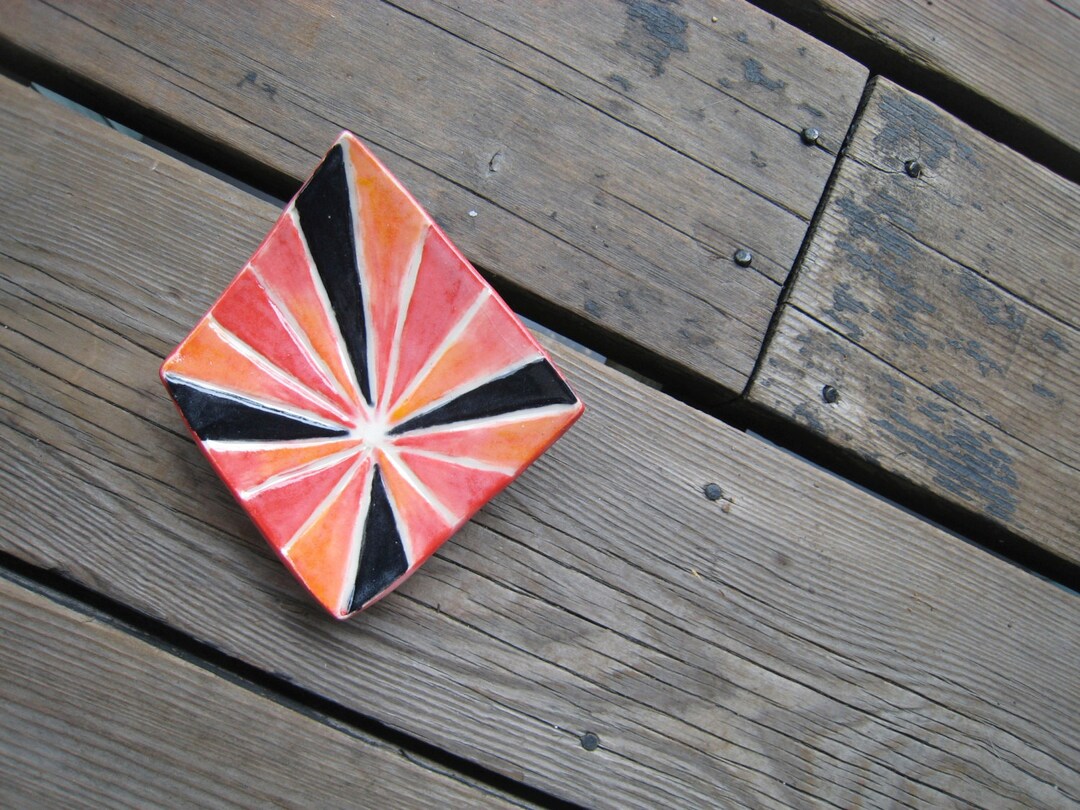 Small Ceramic Tray - Red Orange Black - Modern Pottery - Ceramics ...