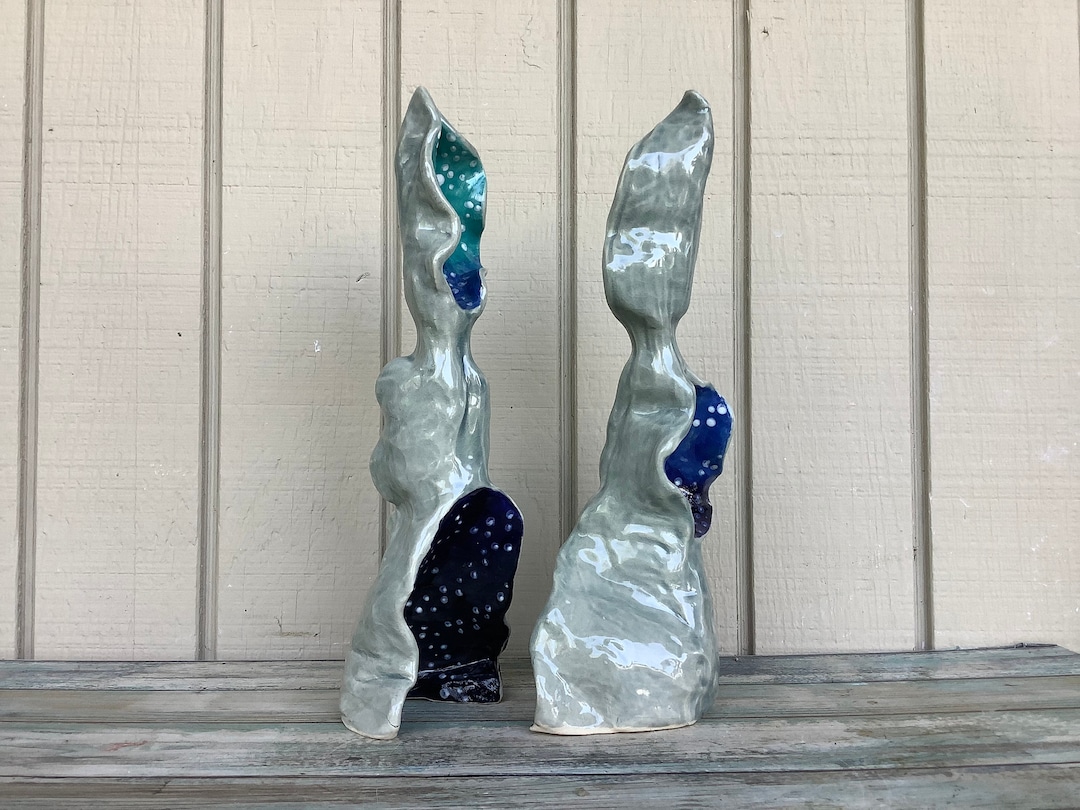 Ceramic Aquarium Sculptures - Galaxy Blue Fish Tank Decor - Tall Tank ...