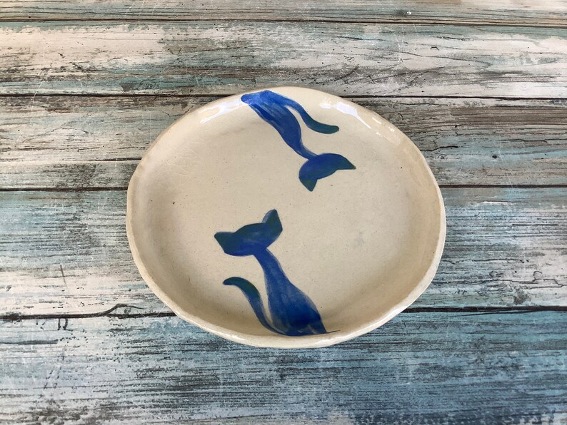 Ceramic Cat Plate Handmade - Small 6'' Planter Tray - Pottery Plate ...
