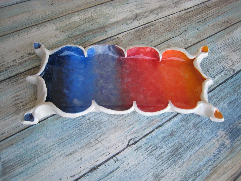 Rolling Tray - Ceramic Handmade Dish - Sunset Art - Vanity Tray ...