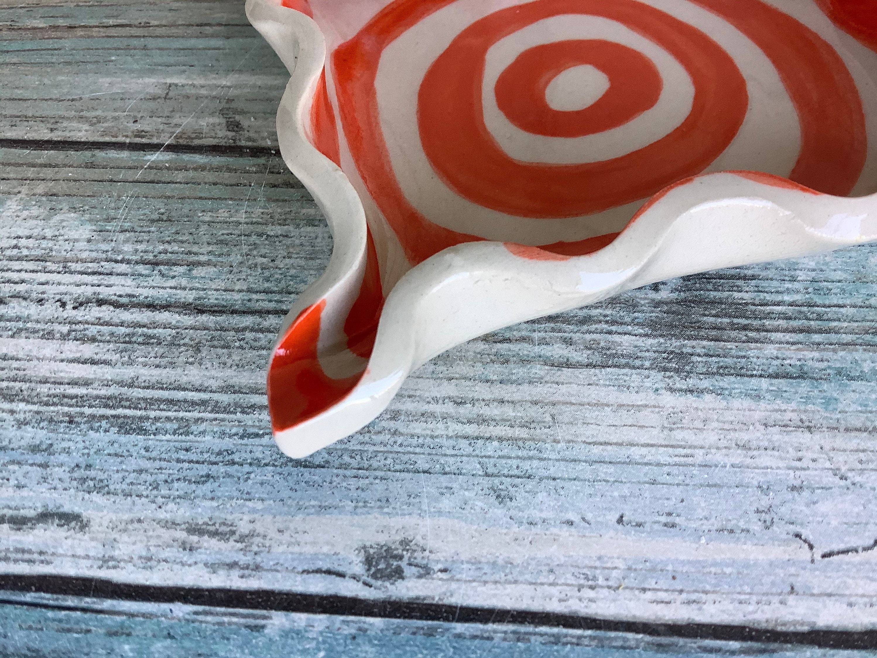Orange Bullseye Dish Handmade Ceramics and Pottery Square | Etsy