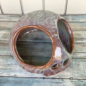 Reptile Skull Hide Ceramic Snake Tank Decor - Large Aquarium Hide ...