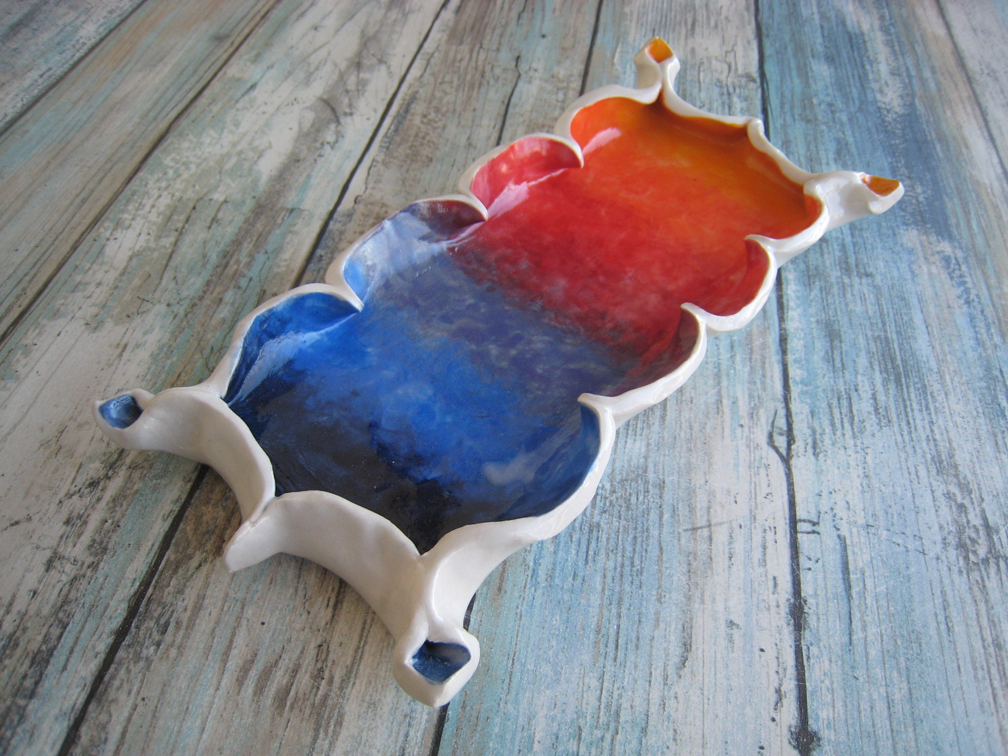 Rolling Tray - Ceramic Handmade Dish - Sunset Art - Vanity Tray ...