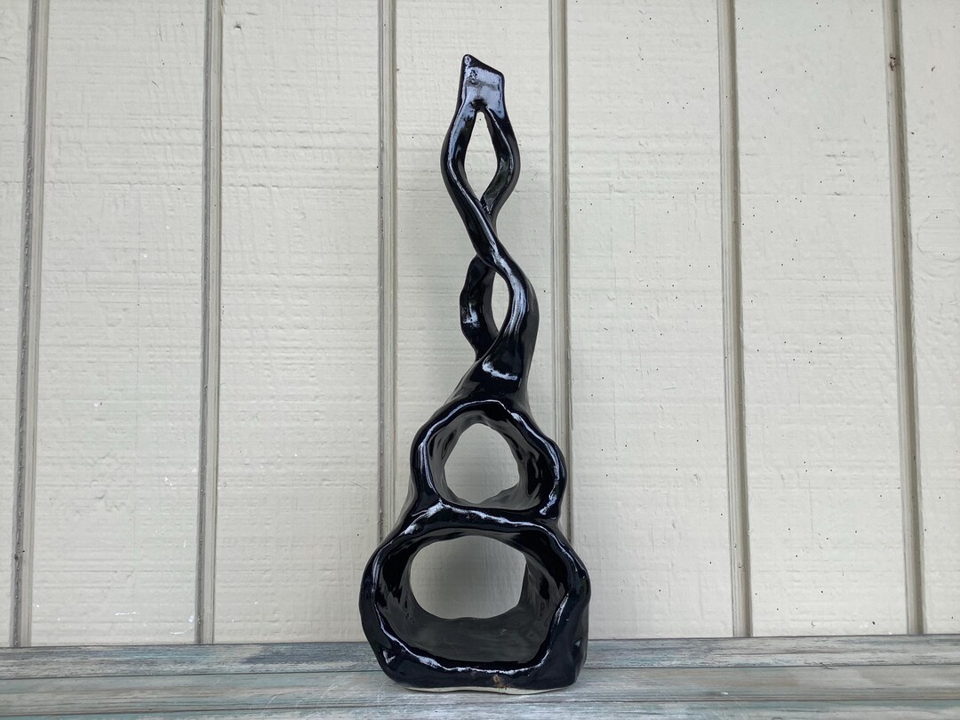 Black Gothic Aquarium Cave Ceramic - Tall Fish Tank Ornament - Aquarium ...