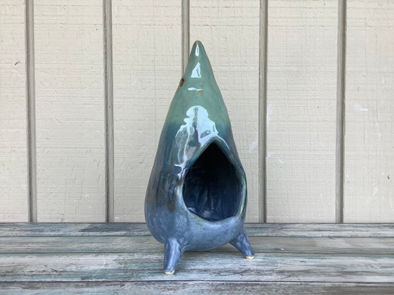 Blue Ceramic Burner Handmade Pottery Chimney Tear Drop Tea - Etsy