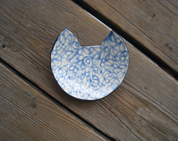 Ceramic Cat Plate - Ceramics and Pottery - Blue Cat Dish - Ceramic ...