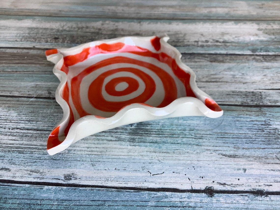 Orange Bullseye Dish Handmade Ceramics and Pottery Square - Etsy