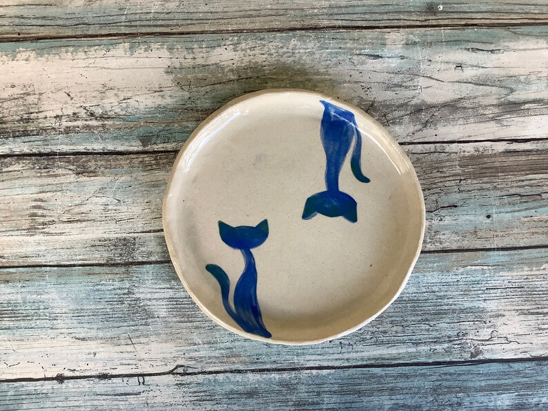 Ceramic Cat Plate Handmade - Small 6'' Planter Tray - Pottery Plate ...