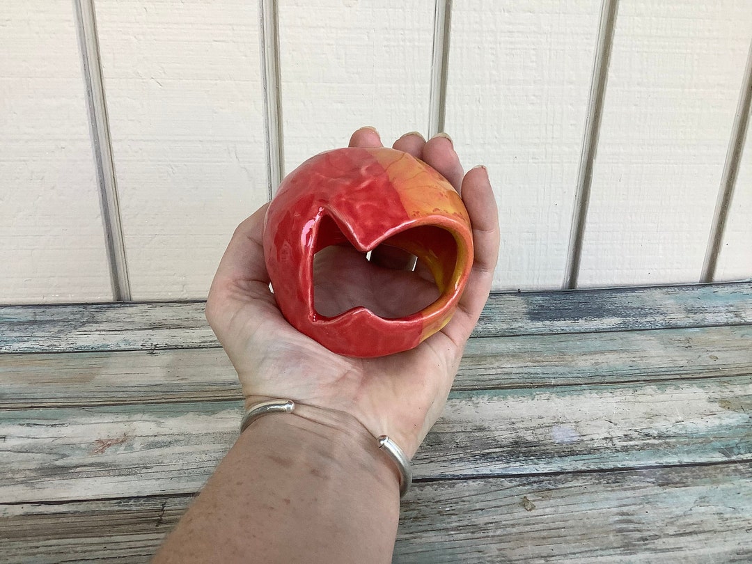 Betta Fish Cave Aquarium Decor Ceramic - Red and Yellow Tank ...