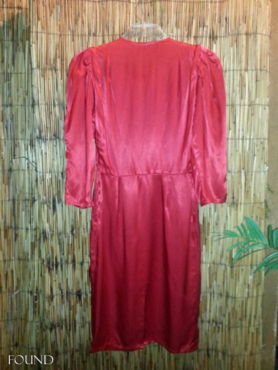 Vintage Barbara Barbara Red Satin Like Party Dress Si… - Gem