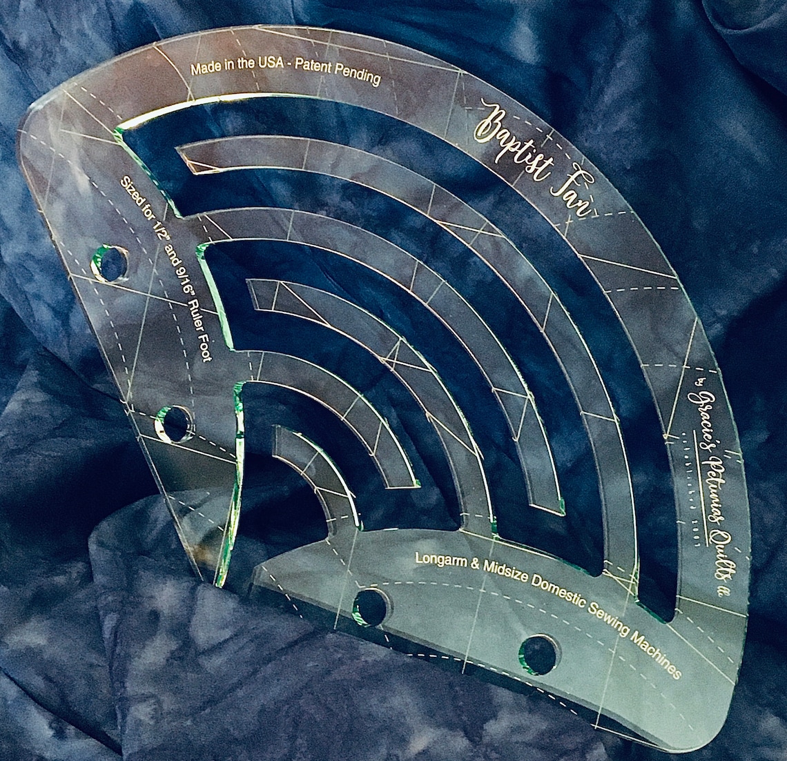 Baptist Fan 1/4” Quilting Ruler Patented for Longarm Midarm Domestic ...