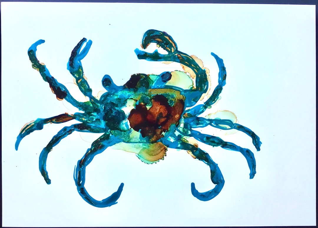 Crab Ink and Resin Painting - Etsy