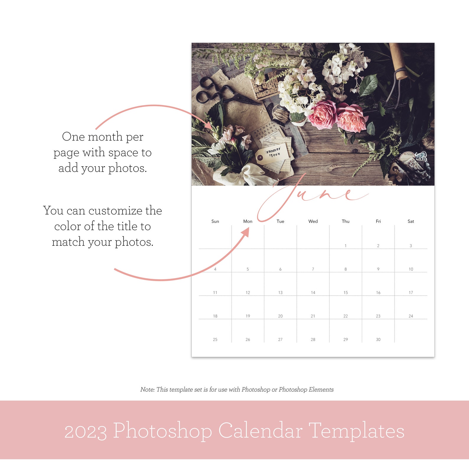 2023 Photoshop Calendar Template | Letter Size Calendar | Digital ...