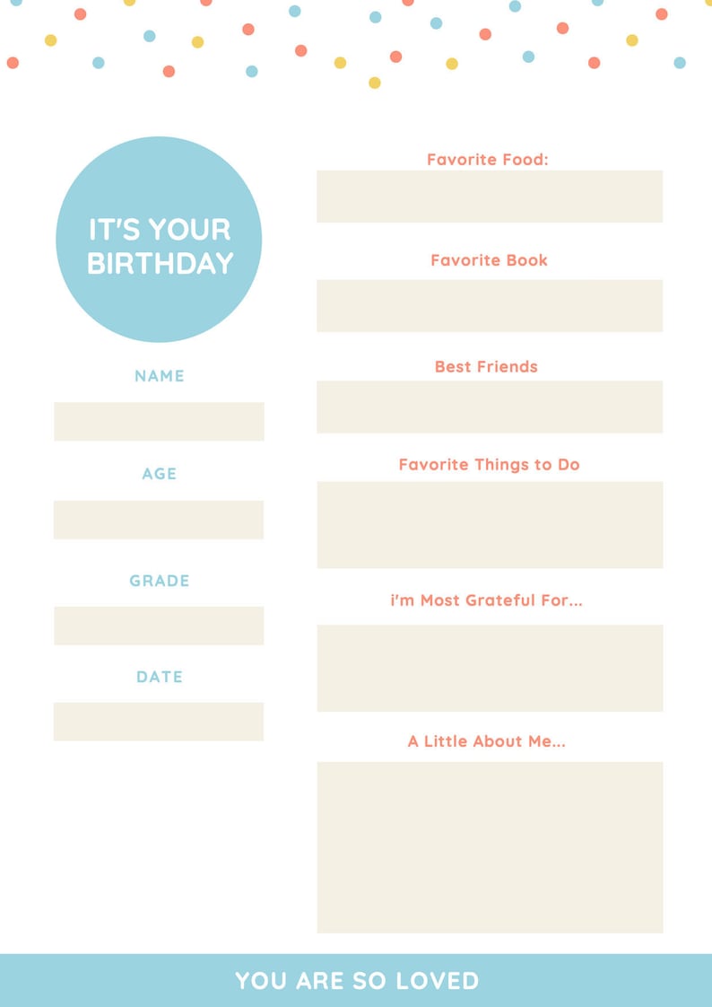 Birthday Survey Printable - Etsy