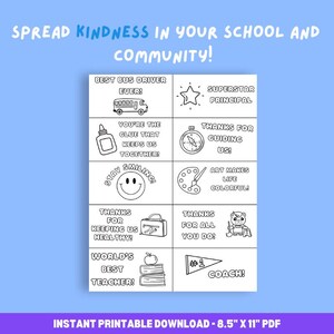 Kindness Cards Coloring Pages for Kids - 50 Cards, Printable PDF ...