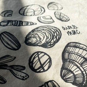 Seashell Tote Bag, Shell Print Cotton Tote Bag, Beach Bag, Market Tote ...