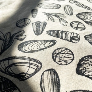 Seashell Tote Bag, Shell Print Cotton Tote Bag, Beach Bag, Market Tote ...