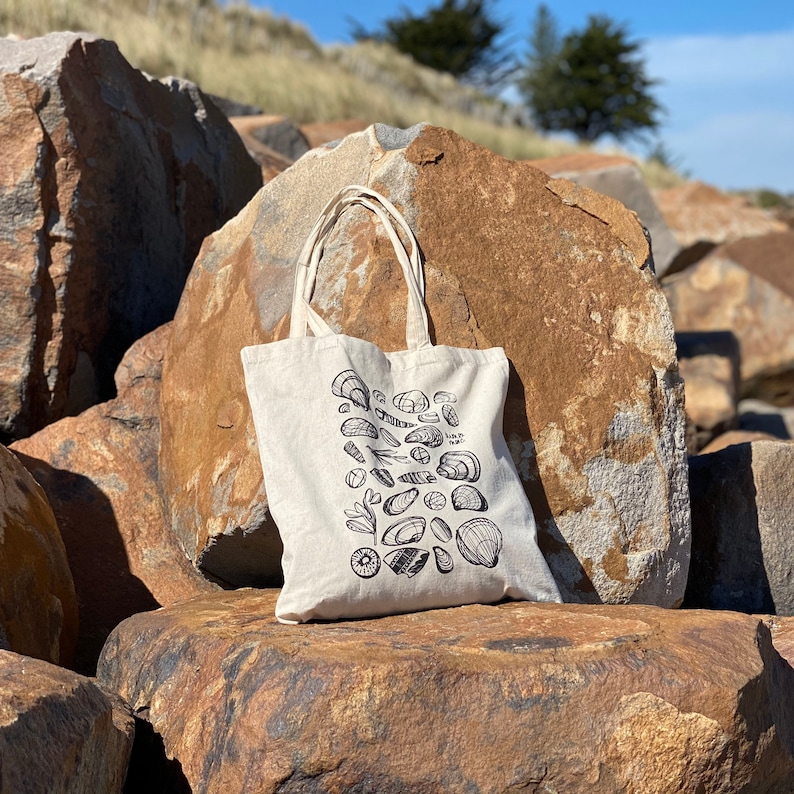 Seashell Tote Bag Shell Print Cotton Tote Bag Beach Bag - Etsy