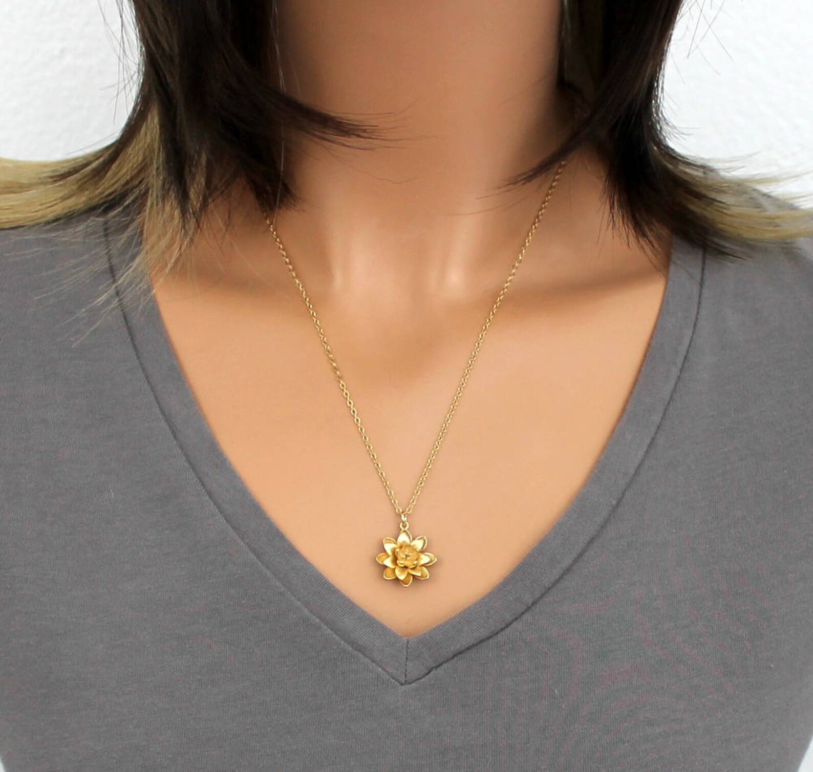 Lotus Necklace Silver Flower Necklace Sterling Silver Chain - Etsy