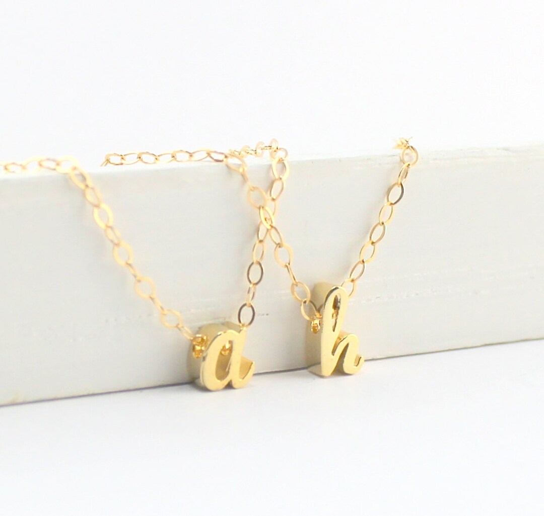 Gold Cursive Initial Necklace Initial Necklace Dainty - Etsy