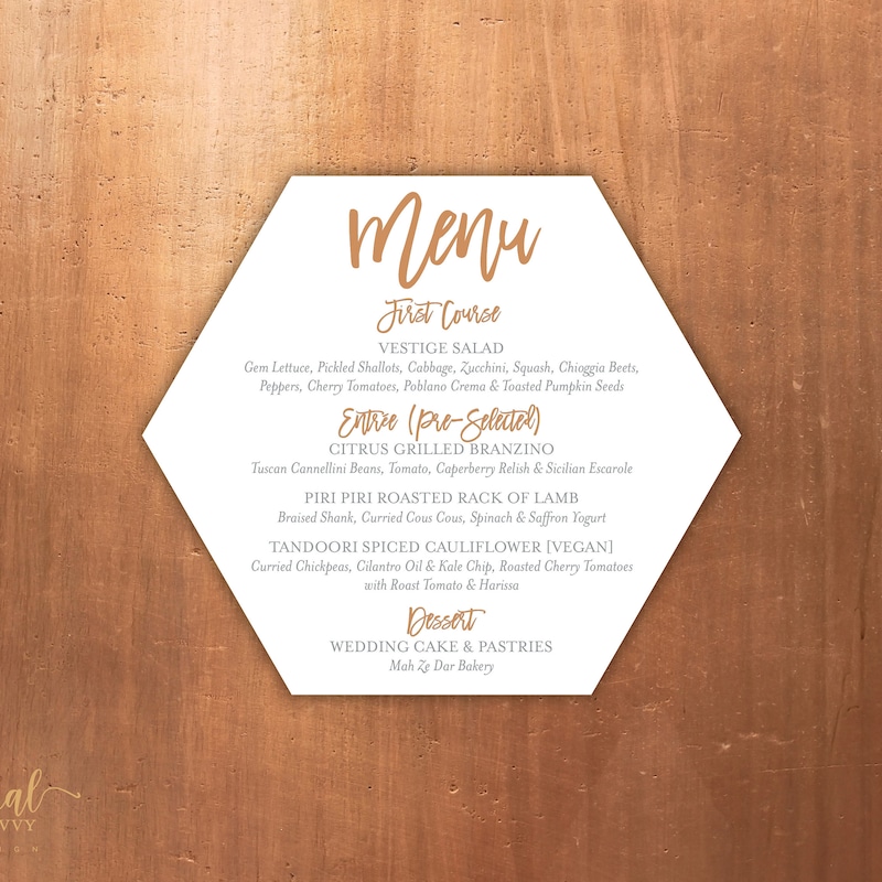 Hexagon Menu - Etsy