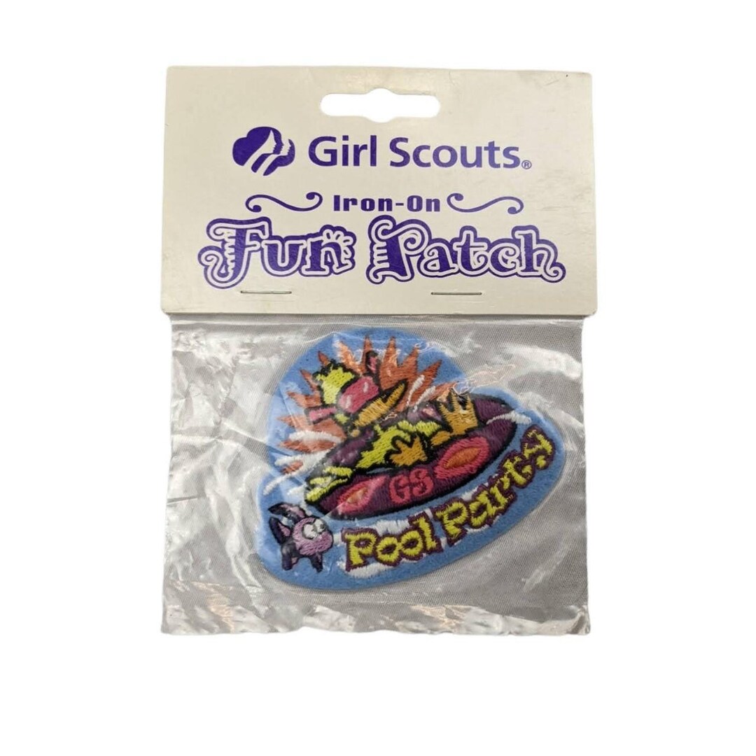 Vintage New in Package Girl Scouts Iron-on Fun Patch Pool Party Patch ...