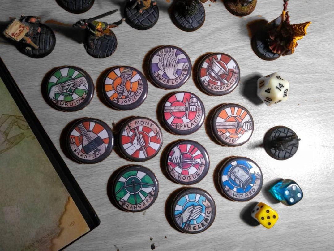 D&D Class Badge Counter, Dungeons and Dragons Button, Dnd Pin, Paladin ...