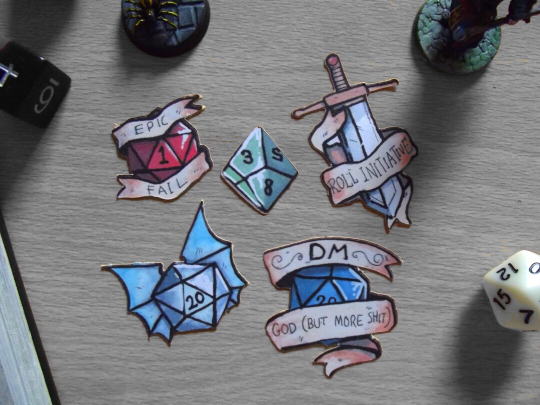 D&D Stickers, Dnd, D20 Stickers, Dungeons and Dragons, - Etsy