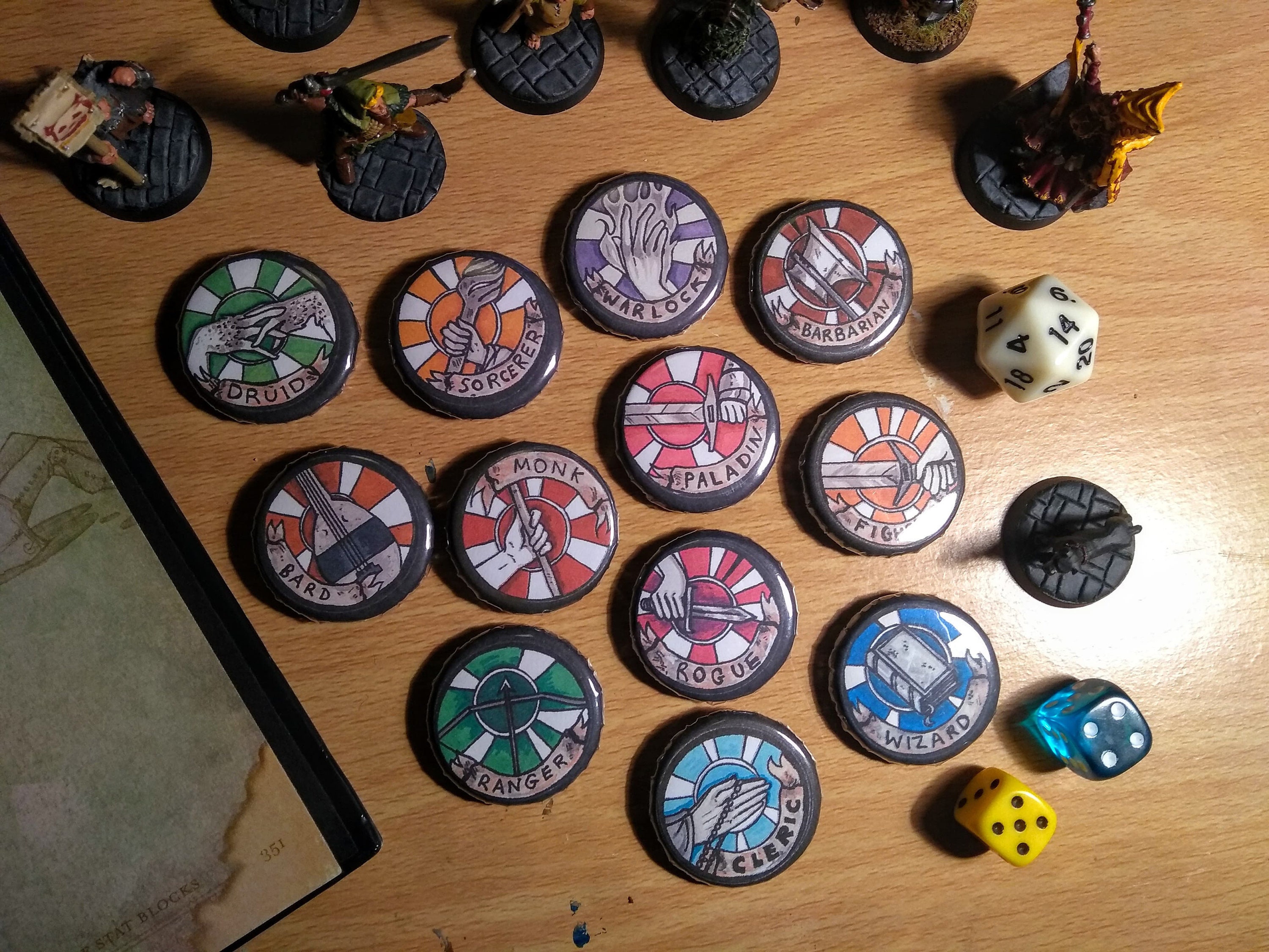 D&D 1 inch Class badge/counter | Etsy