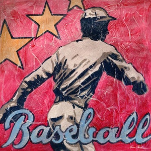Baseball Star Vintage Look Sports Wall Art by Aaron - Etsy