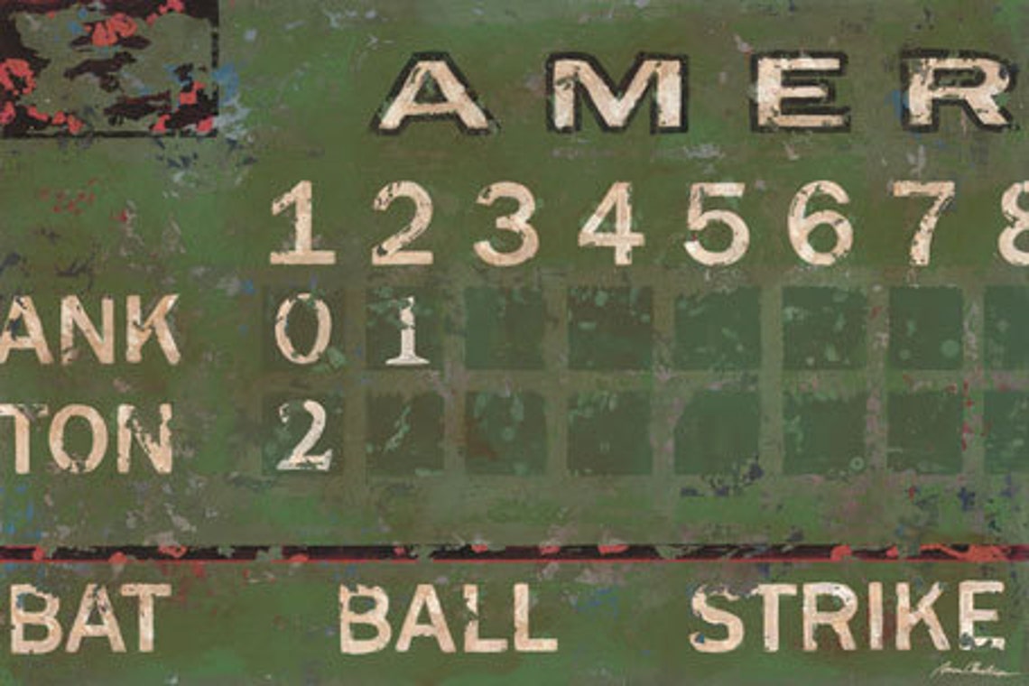 Baseball Scoreboard Sports Wall Art Decor in Green by Aaron - Etsy
