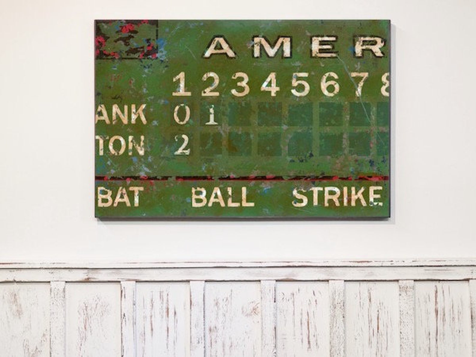 Baseball Scoreboard Sports Wall Art Decor in Green by Aaron - Etsy