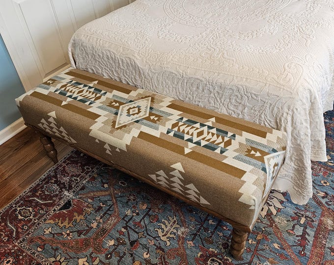 Rock Point Ivory Bobbin Leg Acacia Bench - Etsy