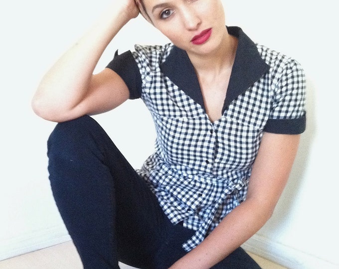 Rockabilly Check Shirt With Tie at Front Women's - Etsy
