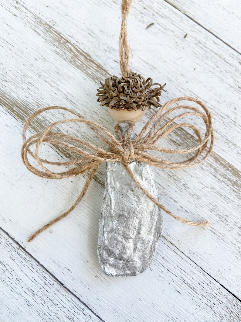 Angel Oyster Shell Ornament, Gold or Silver, Christmas Ornament ...