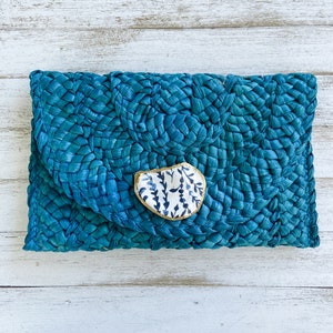 Botanical Oyster Shell Clutch, Handbag, Purse, Coastal Style, Straw ...