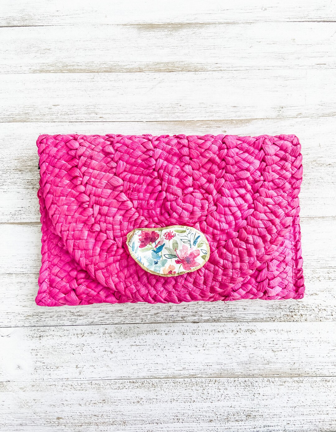 Floral Oyster Shell Clutch, Handbag, Purse, Coastal Style, Straw Clutch ...