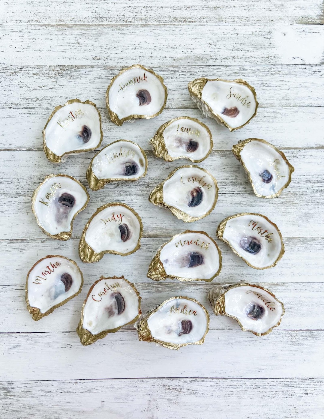 Oyster Shell Place Cards, Personalized Oyster Shell With Name, Wedding ...