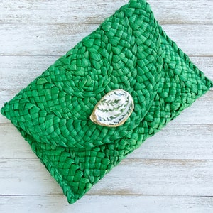 Botanical Oyster Shell Clutch, Handbag, Purse, Coastal Style, Straw ...