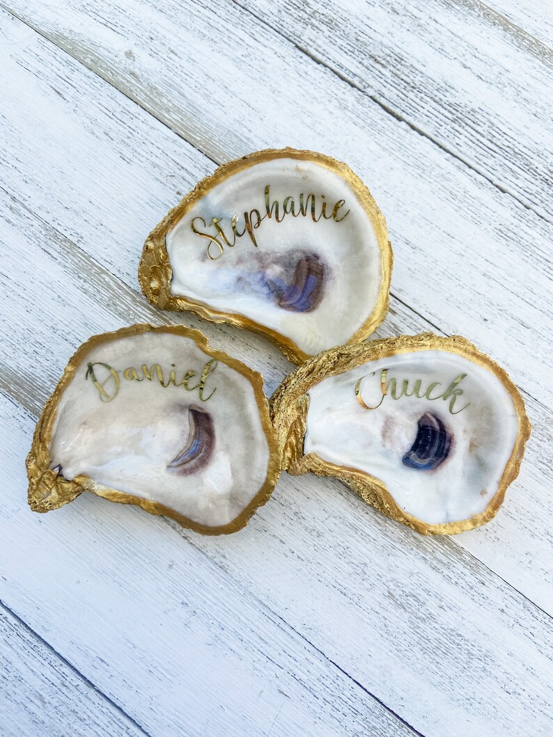 Oyster Shell Place Cards Personalized Oyster Shell With Name - Etsy