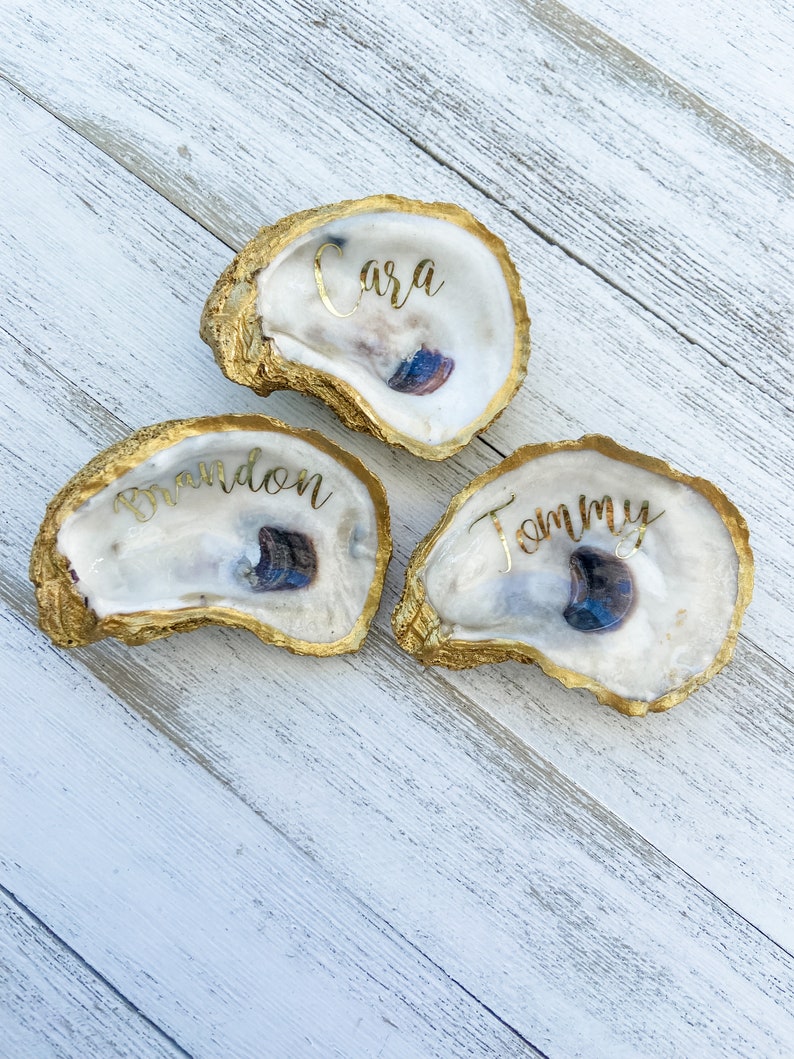 Oyster Shell Place Cards Personalized Oyster Shell With Name - Etsy