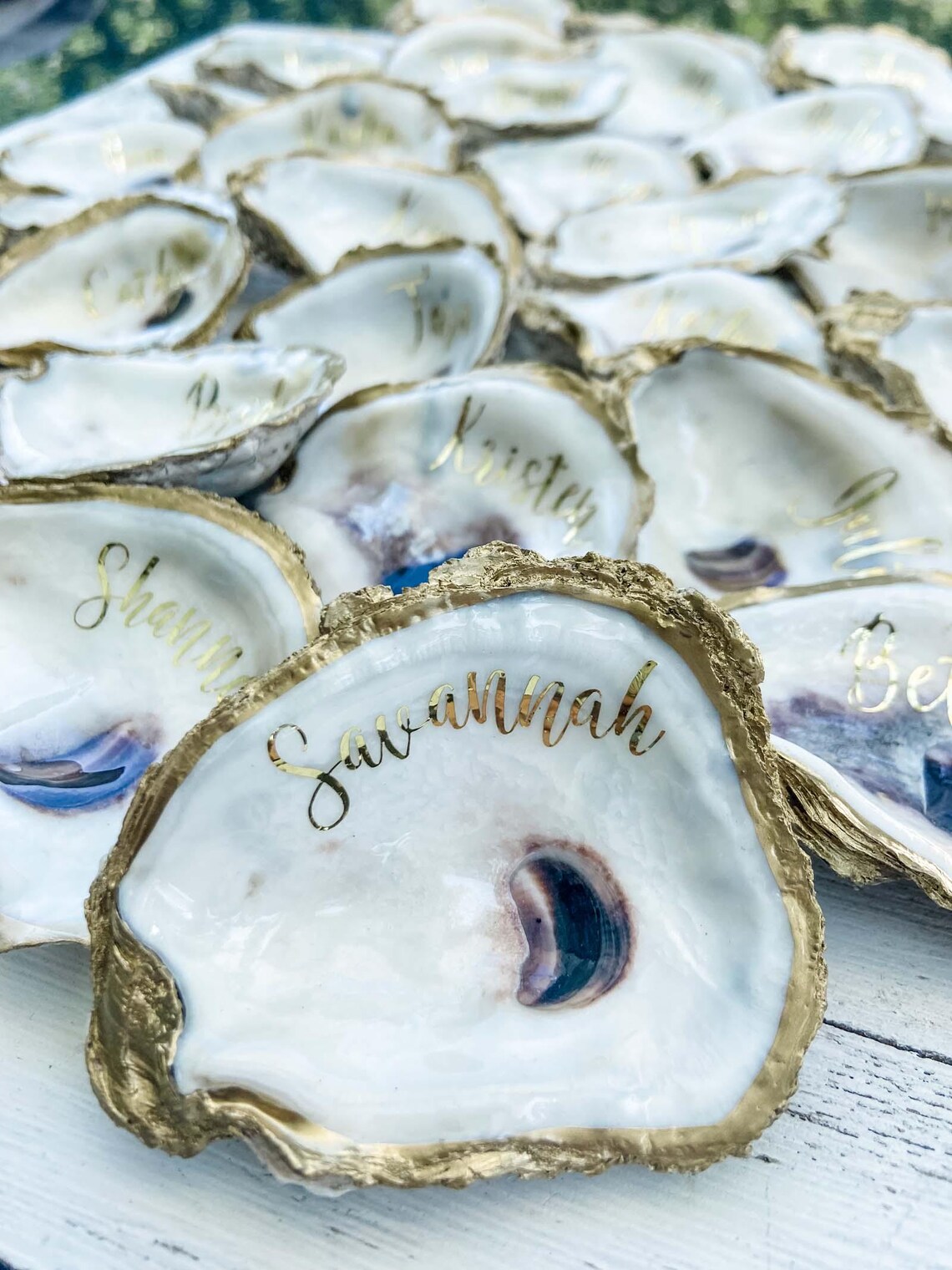 Oyster Shell Place Cards, Personalized Oyster Shell With Name, Wedding ...