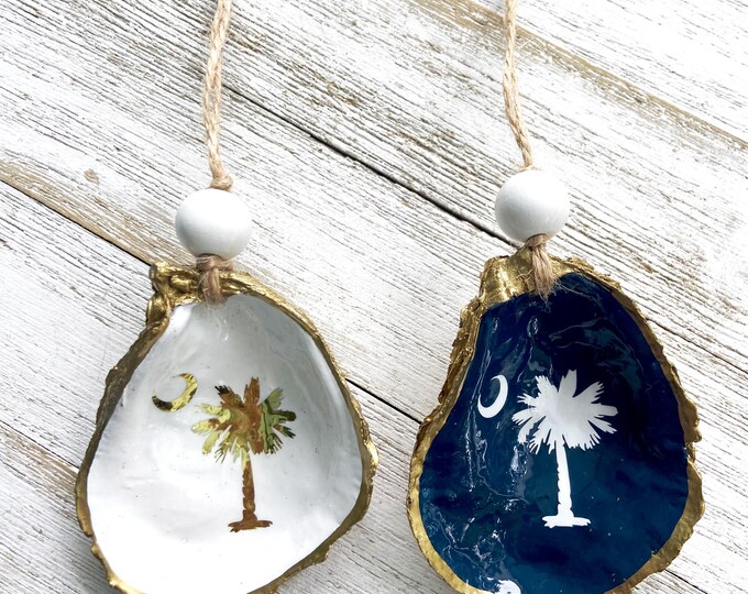 Palmetto Tree Oyster Shell Ornament, South Carolina, Christmas Ornament ...