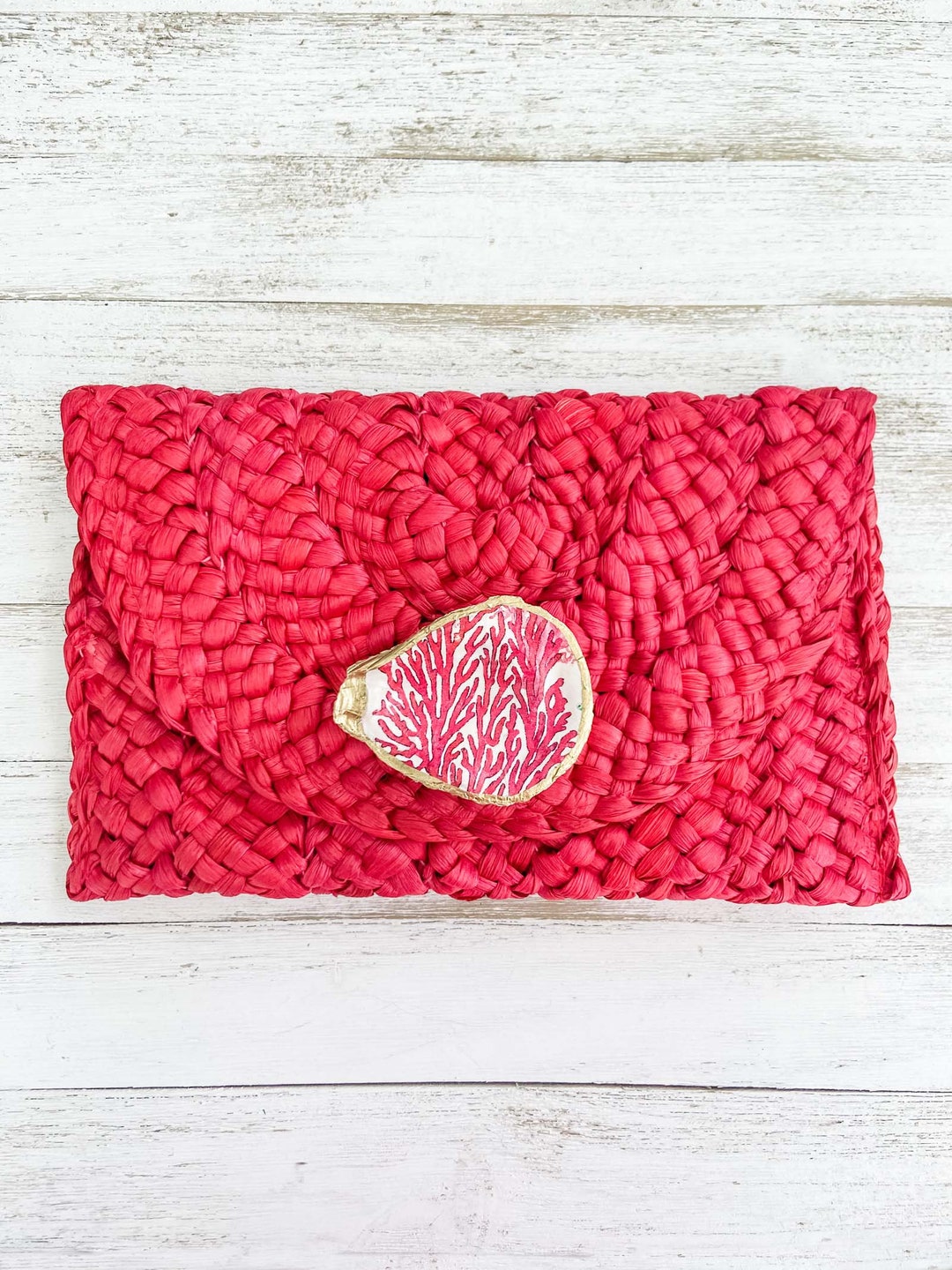 Red Sea Fan Peacock Feather Oyster Shell Clutch, Handbag, Purse ...