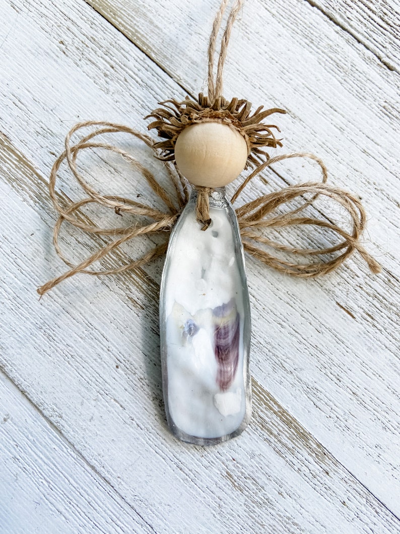 Angel Oyster Shell Ornament, Gold or Silver, Christmas Ornament ...