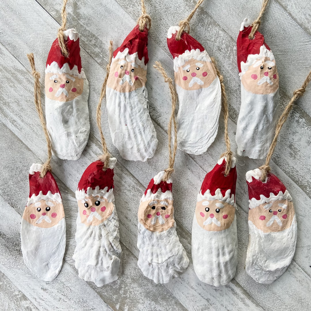 Oyster Shell Santa Ornament, Christmas Ornament, Coastal Decor ...