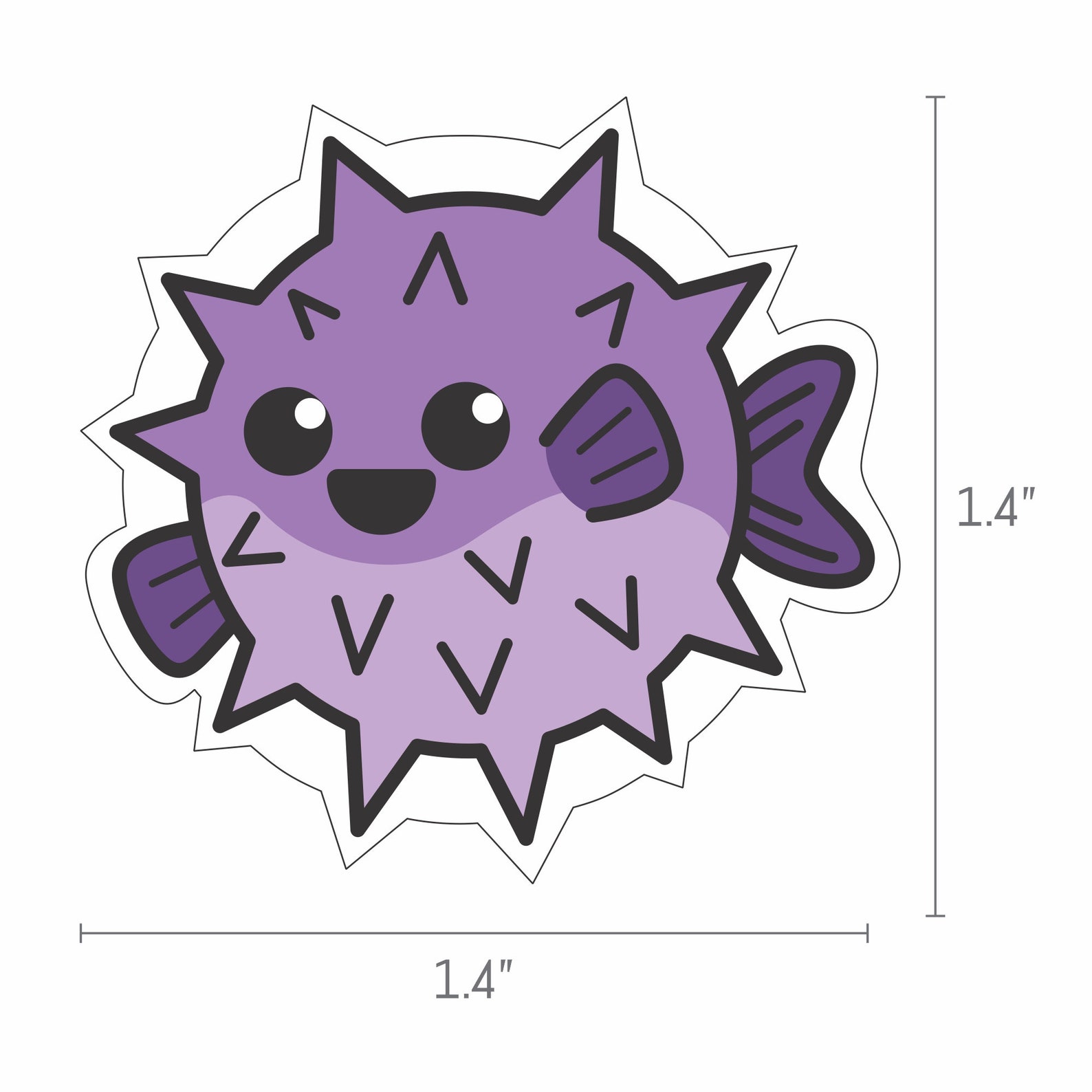 Purple Happy Puffer Fish Mini Waterproof Vinyl Sticker - Etsy