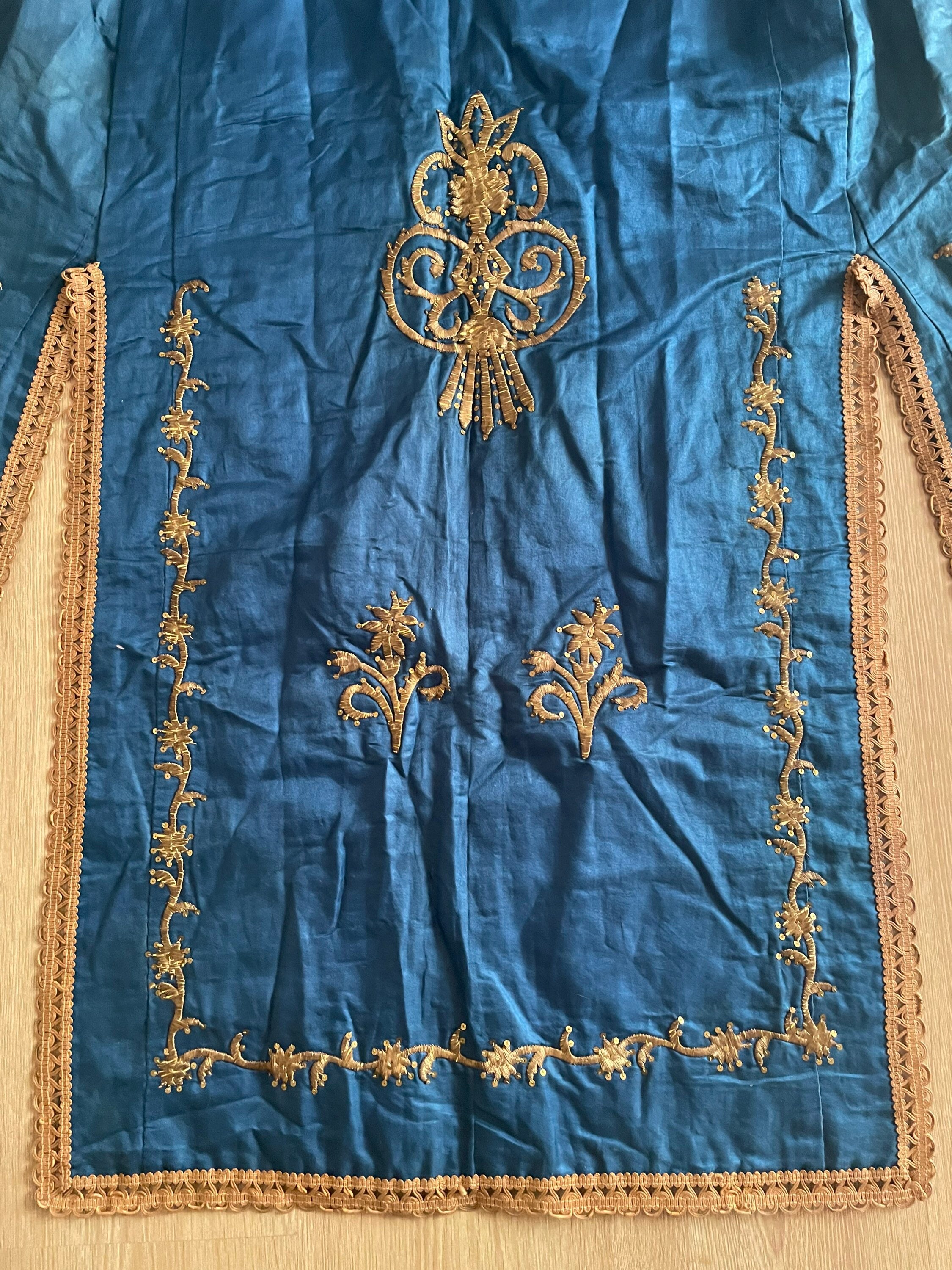 19th C Antique Ottoman Turkish Gold Metallic Hand Embroidered Silk ...